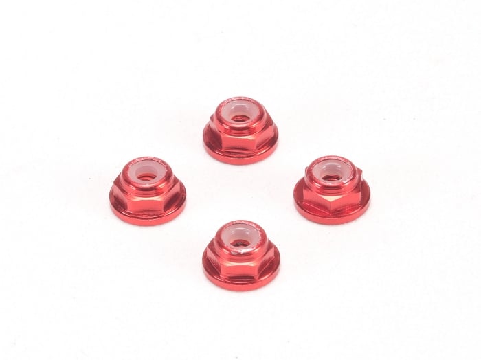 PN Racing Alm. 2mm Flanged Wheel Lock Nut - Red – OLRC Raceway